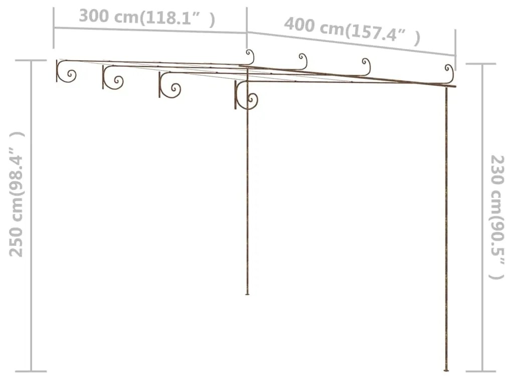 vidaXL Marketos Zahradní pergola hnědá s patinou 4 x 3 x 2,5 m železná