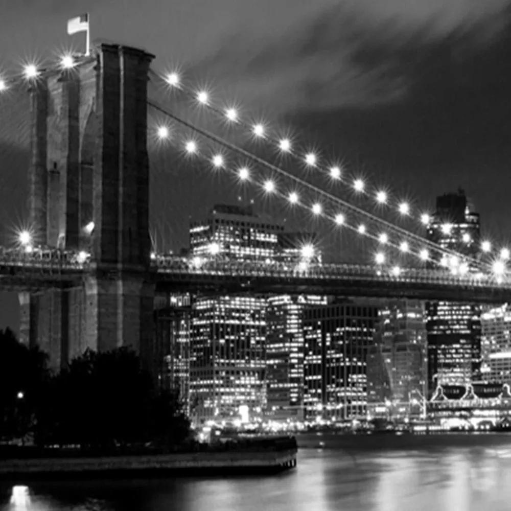 Ozdobný paraván, Panorama z Brooklynského mostu - 110x170 cm, třídílný, obustranný paraván 360°