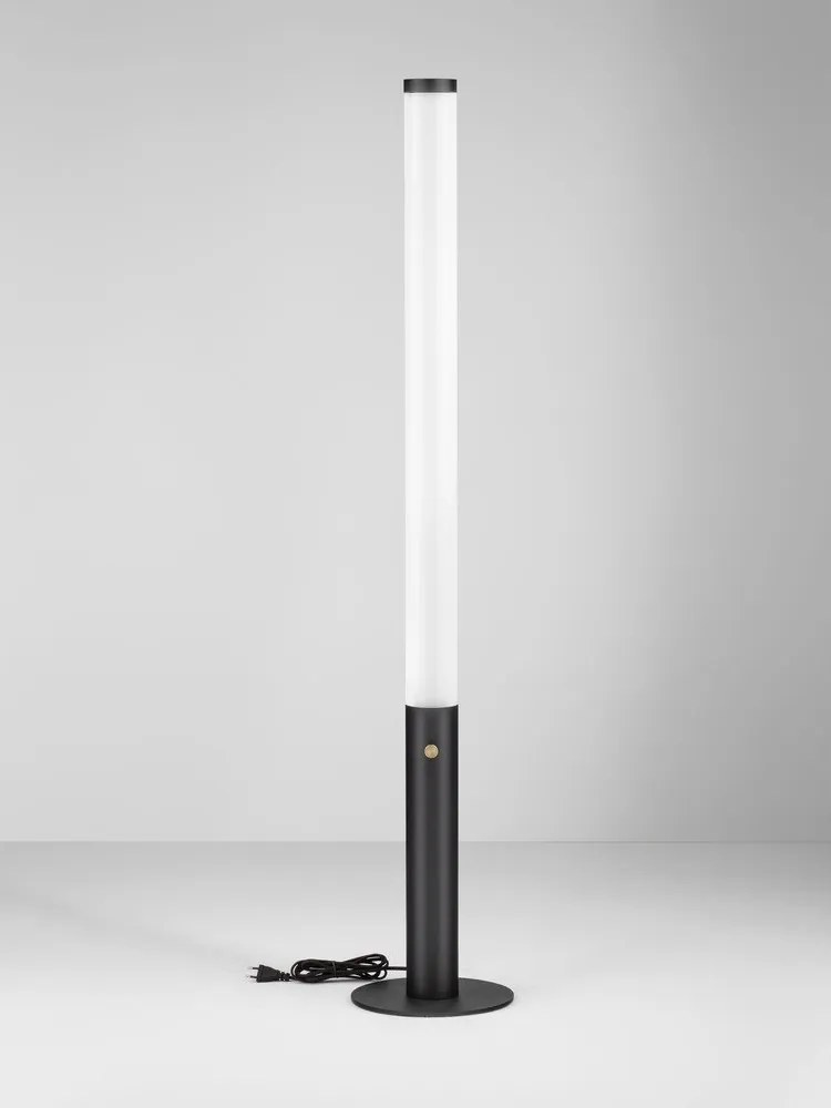 Matně černá ocelová LED stmívatelná stojací lampa se stínidlem z akrylového skla (výška 141 cm) Glaze – Nova Luce