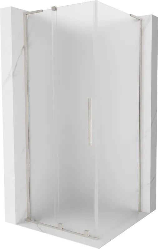 Mexen Velar L, sprchový kout s posuvnými dveřmi 90 x 90 cm, 8mm sklo námraza, broušená ocel, 871-090-090-33-97