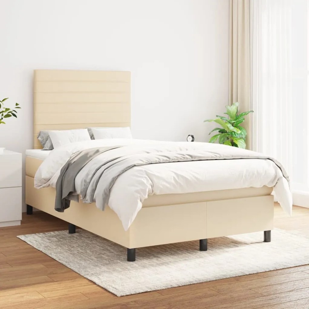 Box spring postel s matrací krémová 120x190 cm textil