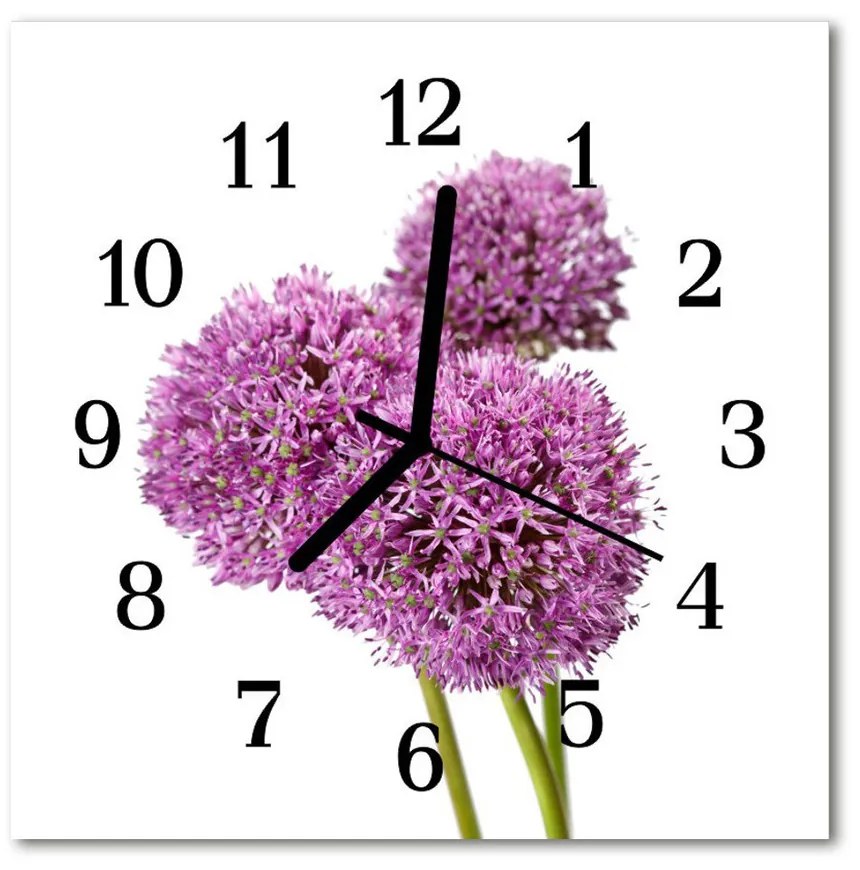 Skleněné hodiny čtvercové květina 30x30 cm