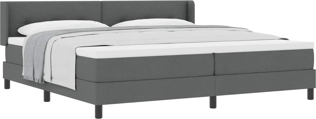 Postel s boxspringem s čelo Tmavě šedá 200 x 200 cm textil 3341126