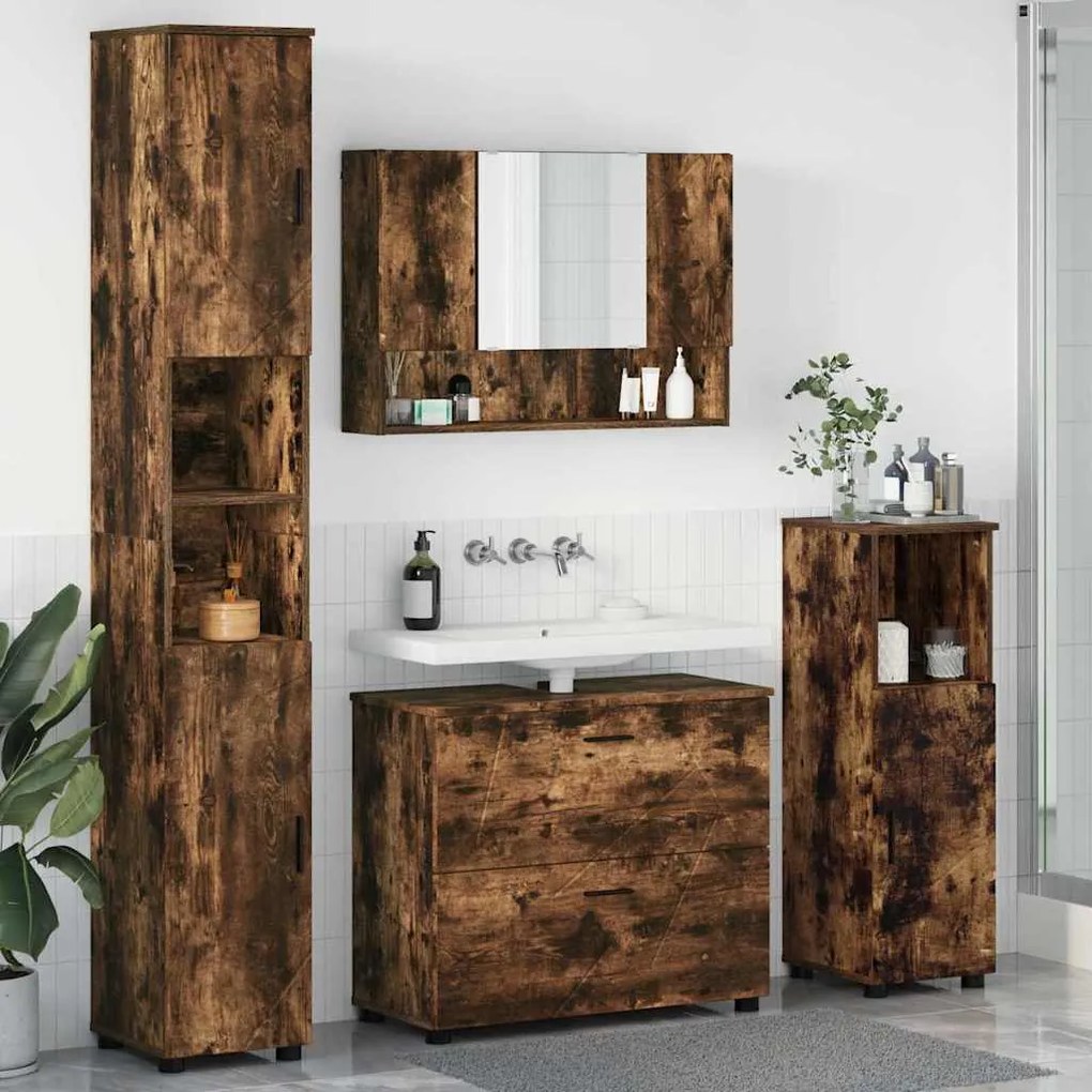 Sada koupelnového nábytku 4 ks Kouřový dub 35 x 30 x 192 cm 3393048