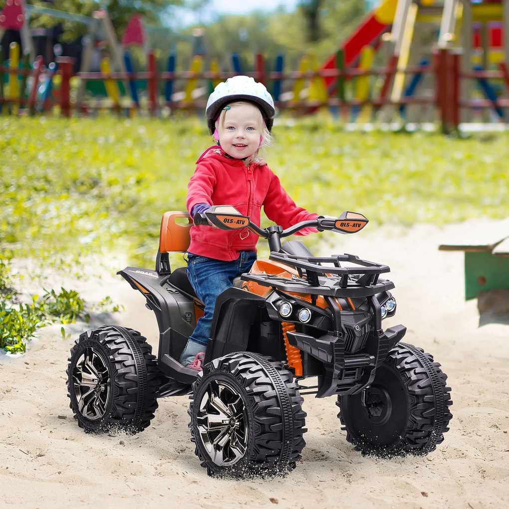 dětské vozidlo 12V s funkcí jízdy vpřed a vzad, hudební přehrávač MP3, světlomety, 3-8 km/h, 3-5 let, oranžová barva