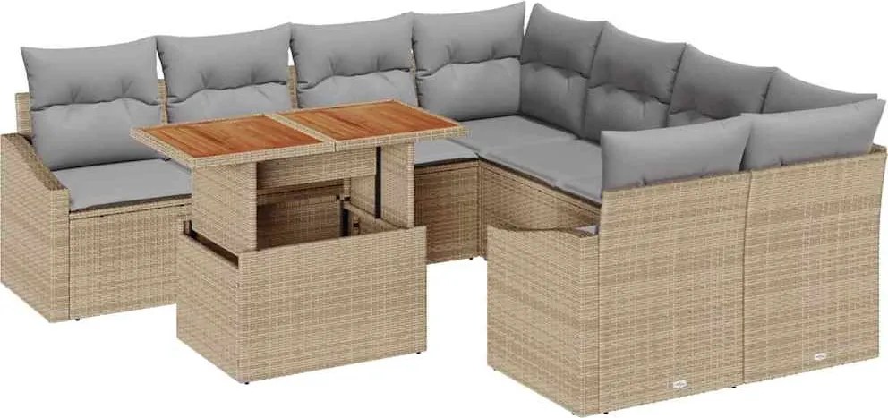 Sada zahradních pohovek 9 ks Beige a šedá 3349818