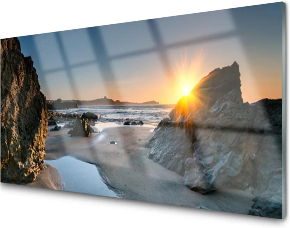 Plexisklo obraz Skála Pláž Slunce Krajina