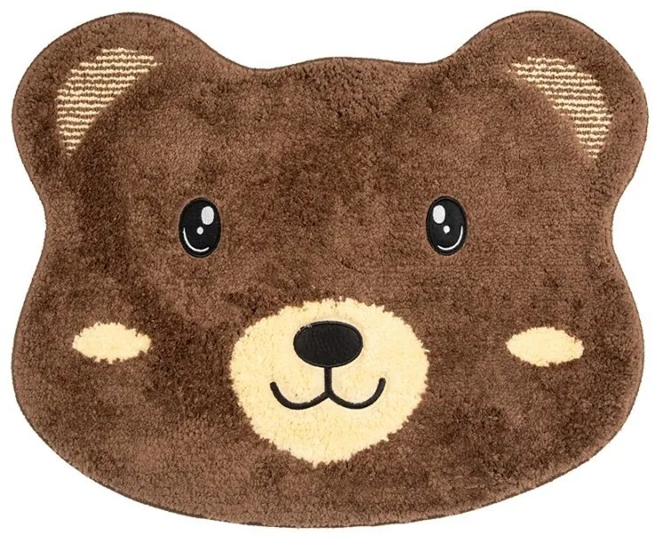 Hnědá koupelnová předložka hlava medvídka Bear - 60*48*1 cm