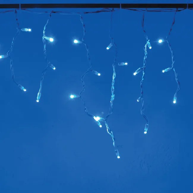 Easy Fix venkovní LED rampouchy, světelné, 300 × 50 cm, modrá, 114 diod, bílý kabel, IP44, prodlužovací