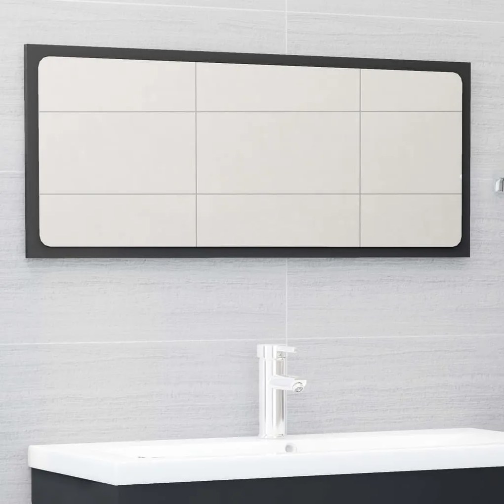 2dílný set koupelnového nábytku - skříňka + zrcadlo 90 cm - dřevotříska | šedý