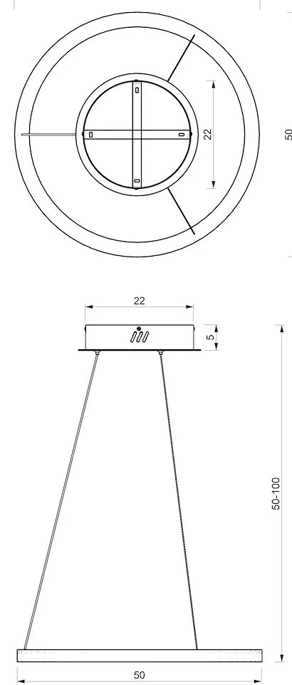 Závěsné LED svítidlo Galaxie, 1x LED 26w, 3500k, b
