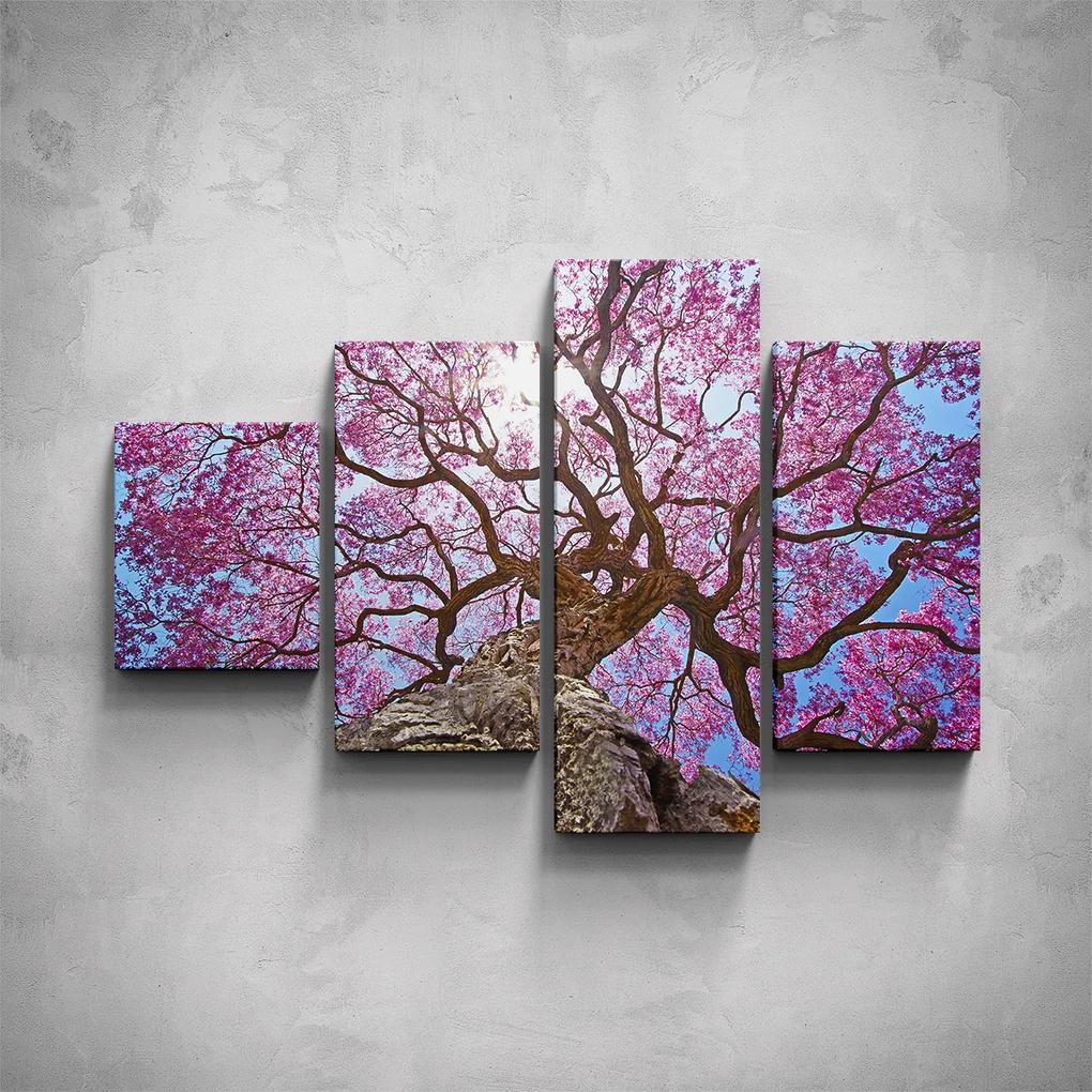 4-dílný obraz - Růžová koruna stromu - PopyDesign