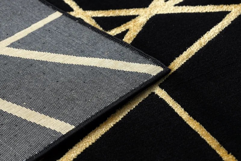 Dywany Łuszczów, Kusový koberec Gloss 406C 86 geometric black/gold, 80x150, černá, chodba / předsíň