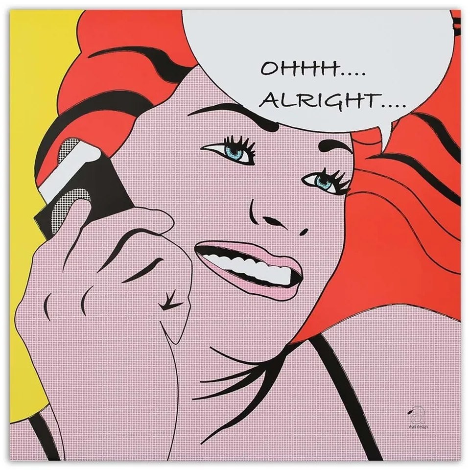 Obraz na plátně Pop art karikatura Telefon - 40x40 cm