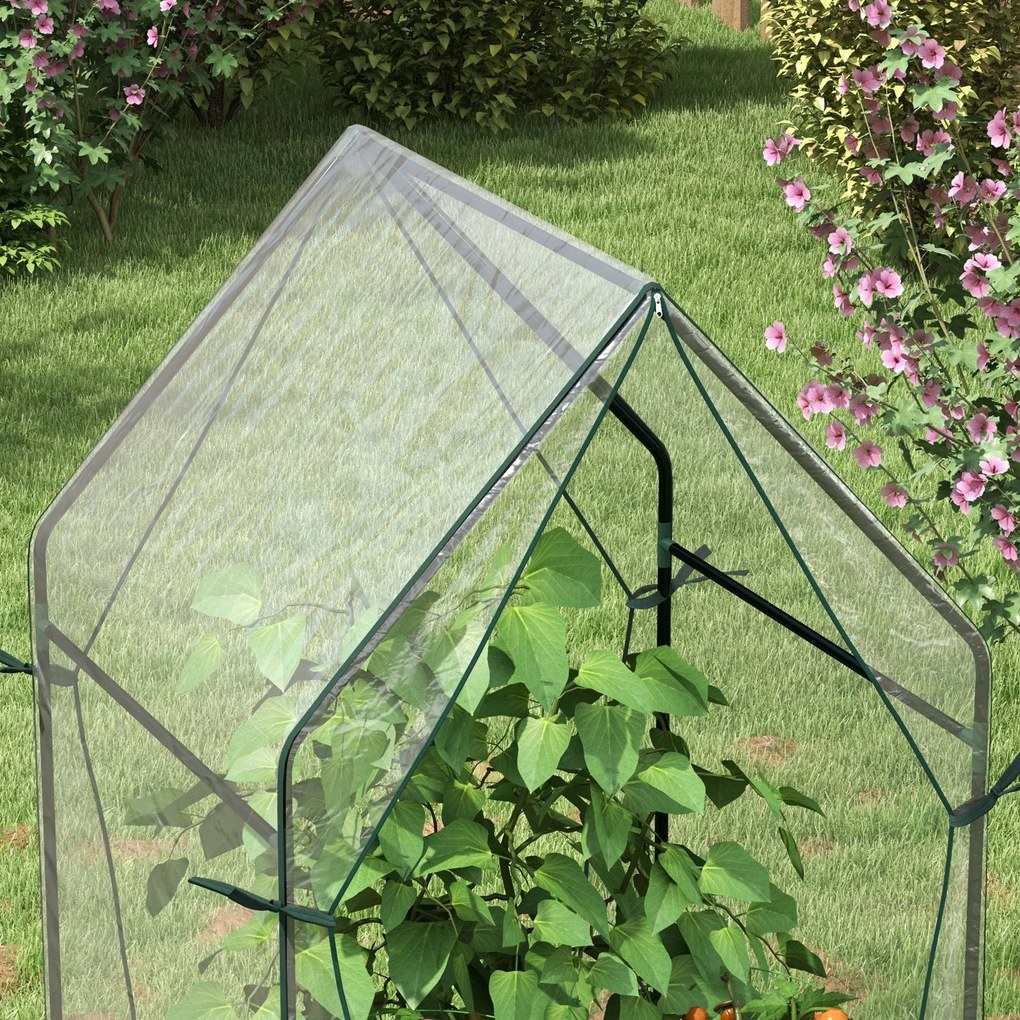 Outsunny fóliový skleník s dvojitými dveřmi větruodolný rostlinný domek pro zahradu 90 x 145 cm z průhledného PE |