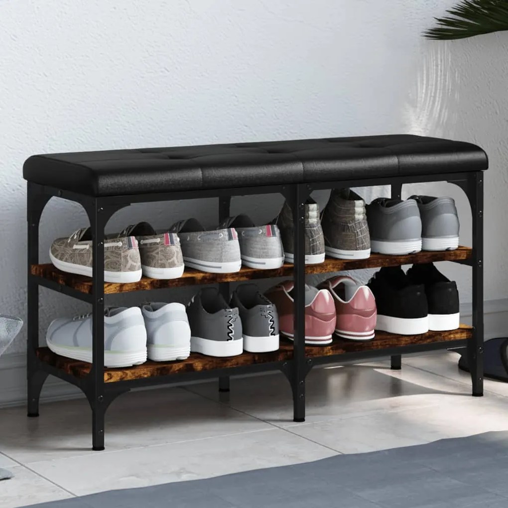 Lavice s botníkem kouřový dub 82 x 32 x 47 cm kompozitní dřevo