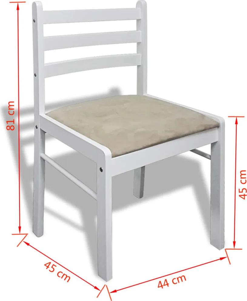 vidaXL Jídelní židle 6 ks masivní dřevo a samet [272092] Barva: Bílá