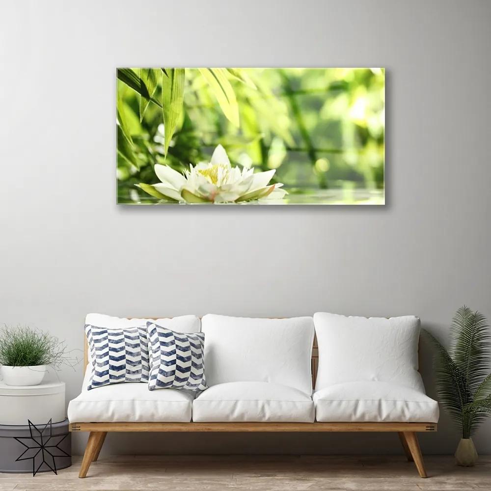 Obraz na skle Květ Listy 120x60 cm
