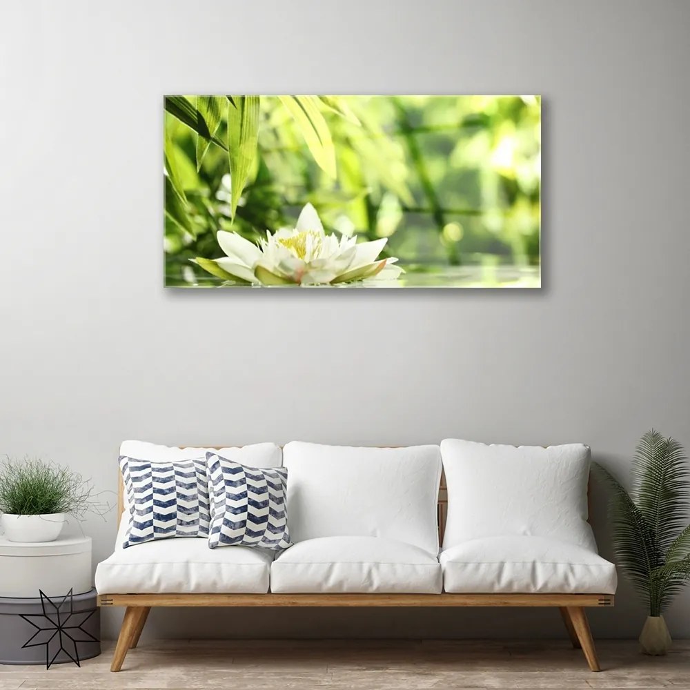 Obraz na skle Květ Listy 125x50 cm
