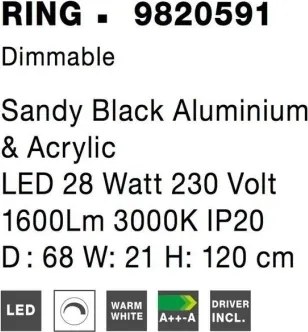 Závěsné LED svítidlo NOVA LUCE RING 27W 3000K 9820591 stmívatelné Triac
