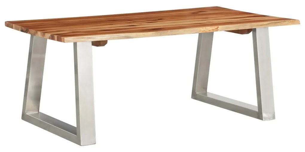 Konferenční stolek 100x60x40 cm masivní akácie a nerezová ocel - Default Title