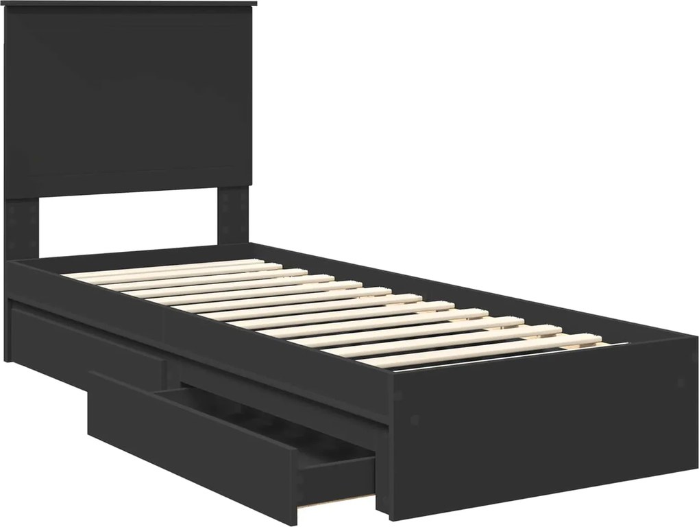 Postel s úložným prostorem Černá 75 x 190 cm Kompozitní dřevo 3411258