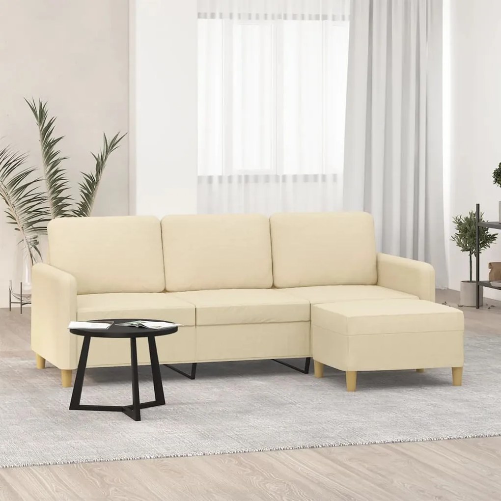 3místná pohovka s podnožkou krémová 180 cm textil 3201194