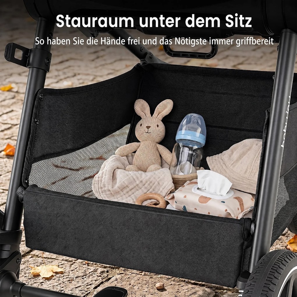 Costway Skládací kočárek s otočným sedátkem a nastavitelnou opěrkou zad a nohou