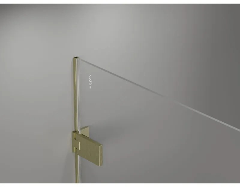 Mexen, Mexen Lunar-F skládací levé sprchové dveře 60 cm, transparentní, broušené zlaté - 836-060-000-55-00-L
