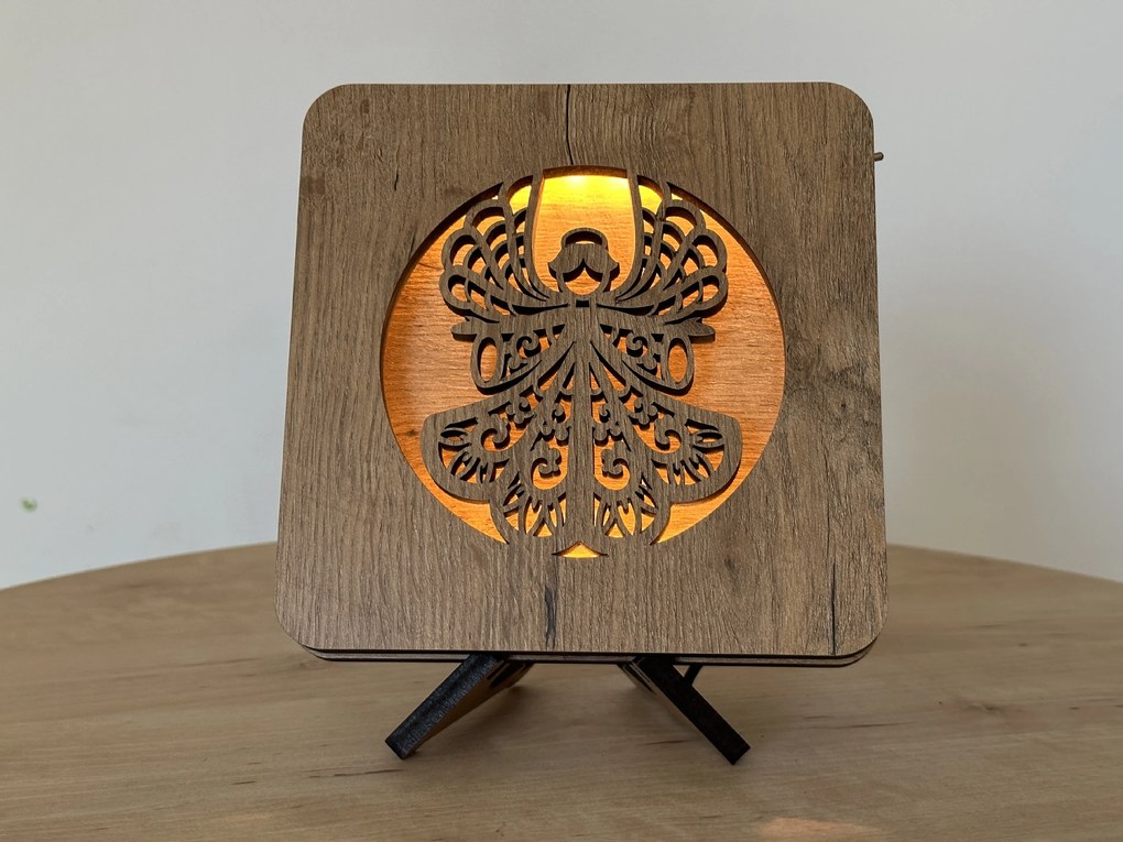 Li-Go "Anděl s krajkou" lampa 19x19cm provedení povrchu: dub světlý