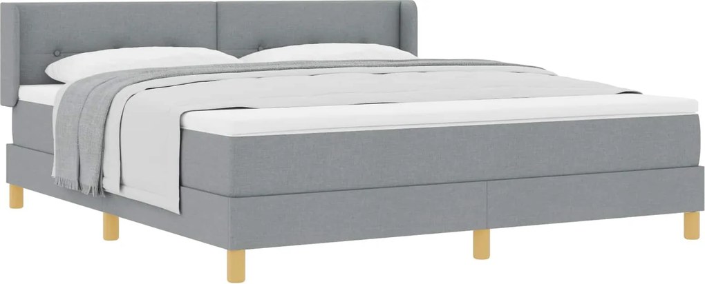 Postel s boxspringem s čelo Světle šedá 200 x 180 cm textil 3341307
