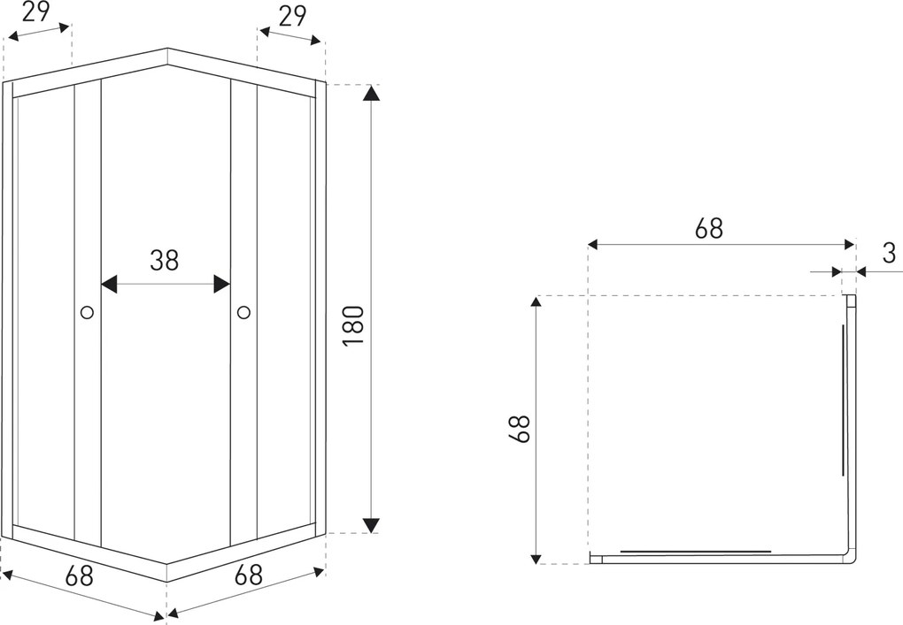 Novoterm Čtvercový sprchový kout NV-Olga SQ BL 70x70, černý/transparent - bez vaničky