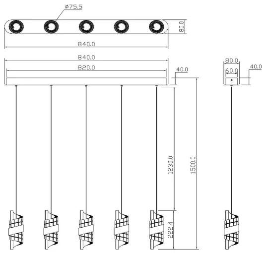 Lucide 13496/35/30 - LED Stmívatelný lustr na lanku KLIGANDE 5xLED/7,8W/230V