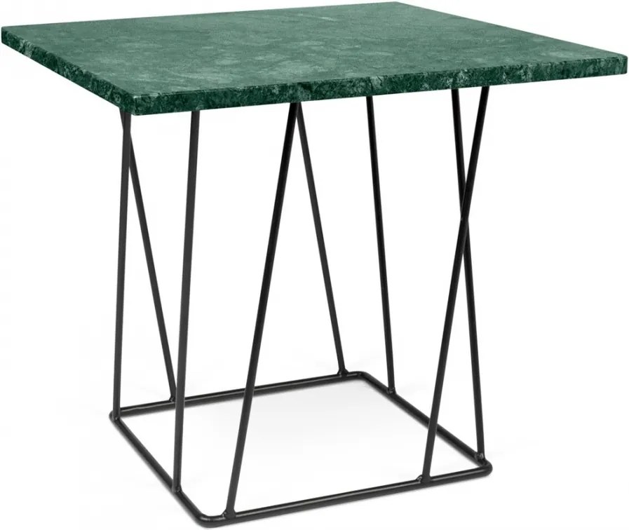 Odkládací stolek Rofus, černá podnož, zelený mramor