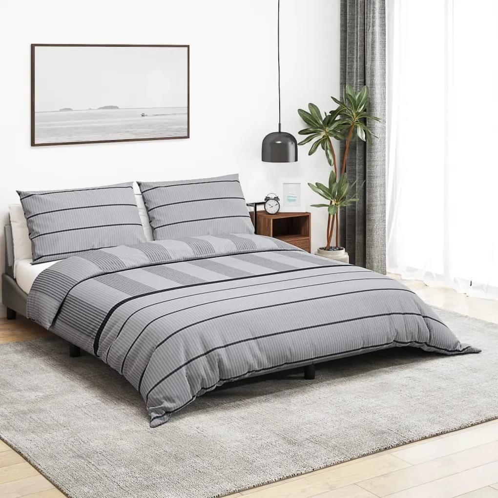 vidaXL Sada ložního prádla 140 x 200 cm bavlna [136046] Barva: Tmavě šedá a černá