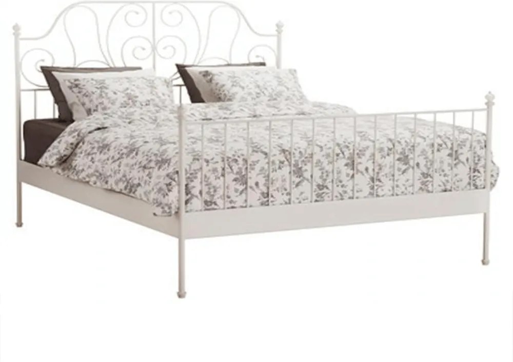 Tempo Kondela, s.r.o. Manželská postel kovová s roštem BEHEMOTH 160x200 cm, bílá