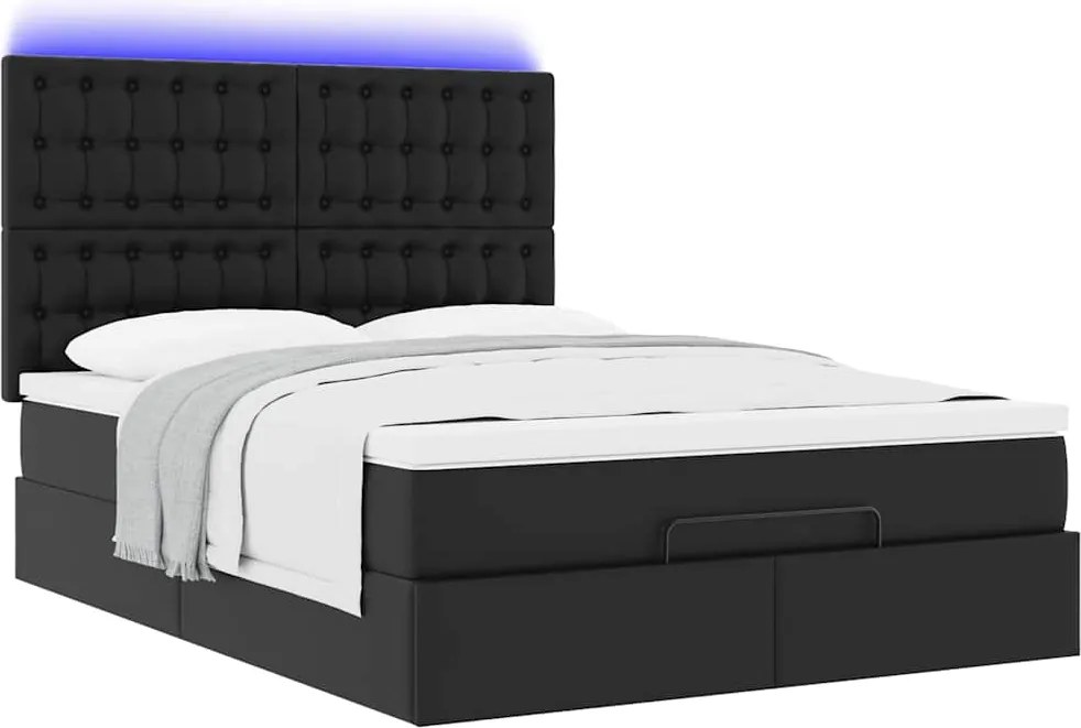 Osmanský rám postele s matrací černá 140x190cm umělá kůže 3313850