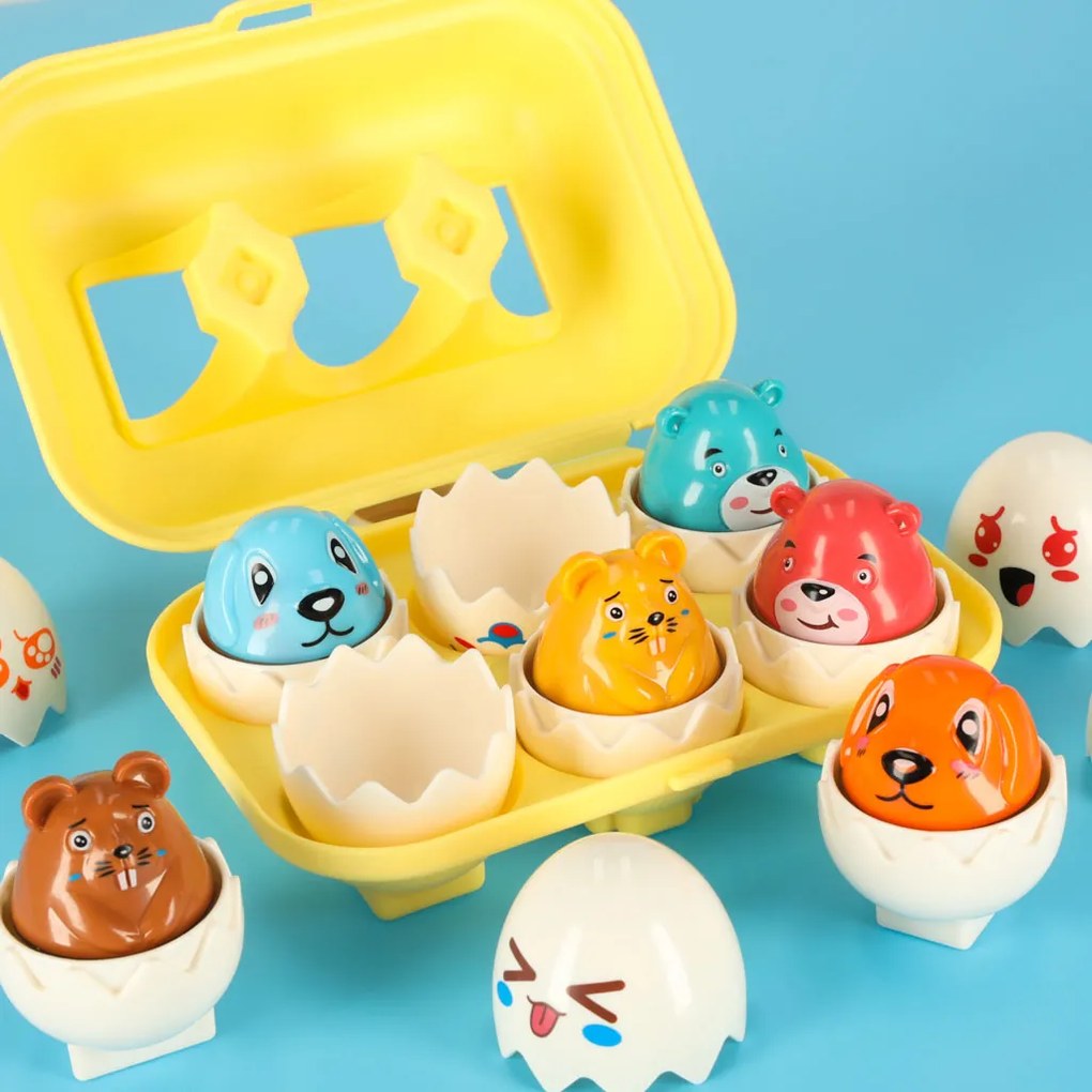 Creative Corner vzdělávací skládačka match shapes eggs montessori animals 6 ks