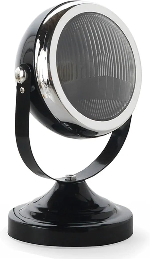 Černá stolní lampa s detaily ve stříbrné barvě Geese Mic