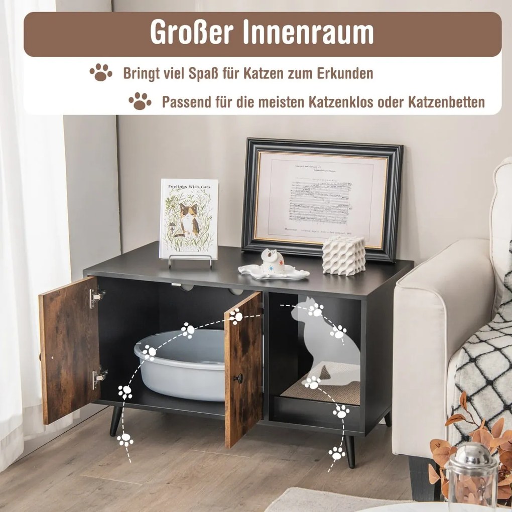 Costway Moderní skrýš na odpadkové koše s dvoudveřovou skříňkou