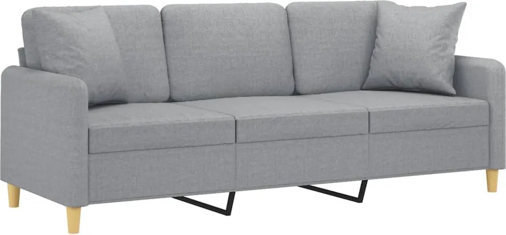 3místná pohovka s polštáři světle šedá 180 cm textil 3200917