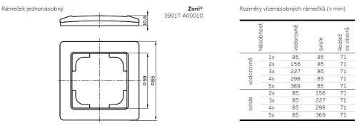 ABB Zoni dvojrámeček šedá/bílé okraje 3901T-A00020 141 (2CHT010020A6141)