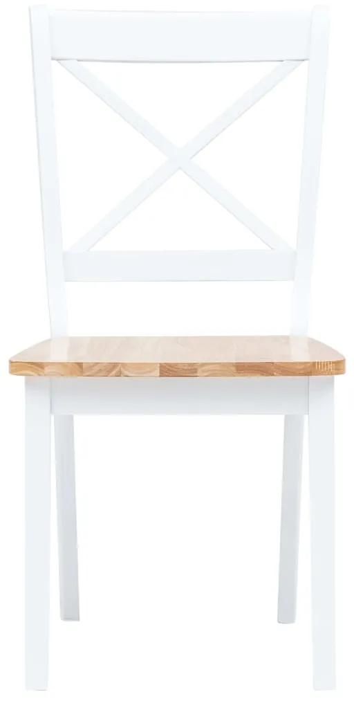 Jídelní židle 6 ks bílé a světlé dřevo masivní kaučukovník,  277544