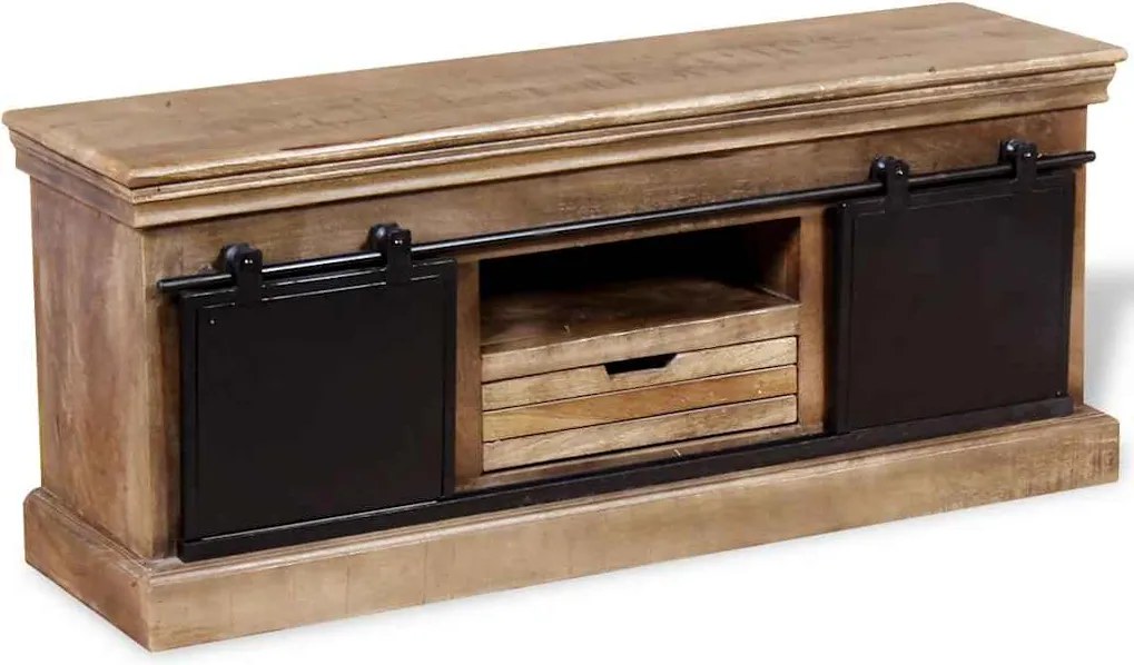 TV stolek s 2 posuvnými dvířky mangovníkové dřevo 110x30x45 cm 244019