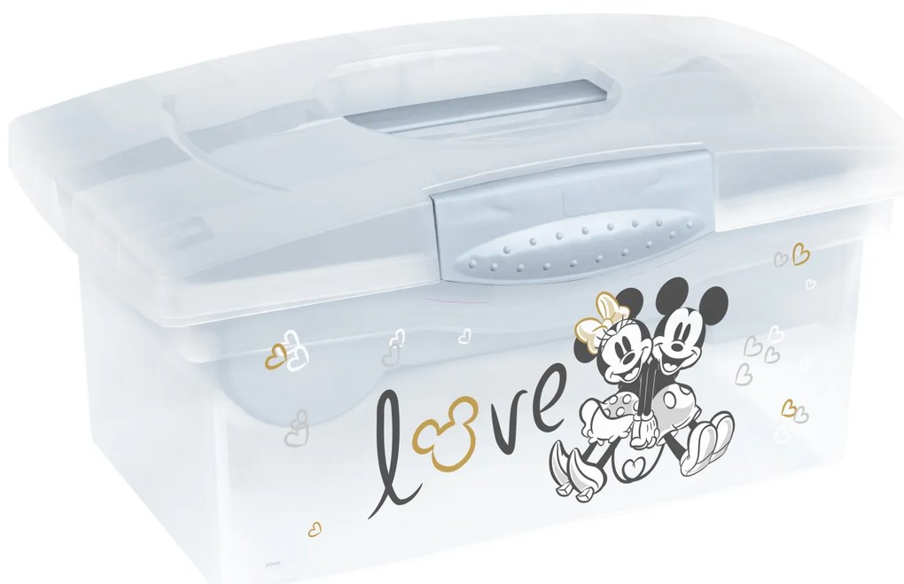 Přenosný box s organizérem Mickey Mouse Keeeper, transparentní/modrá