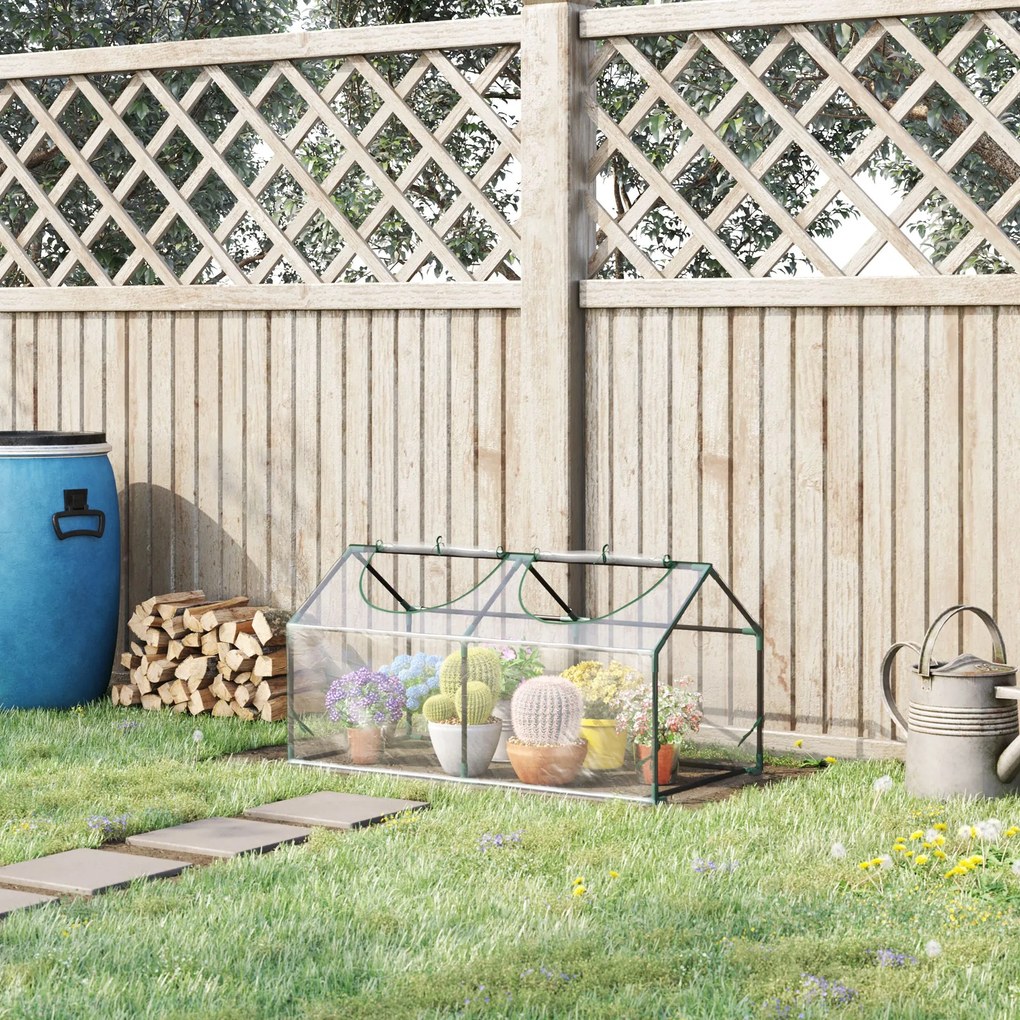 Fóliový skleník Outsunny s oknem, PVC skleník 120x60x60 cm, průhledný skleník na rajčata a chladicí rám pro rostliny | Aosom.de