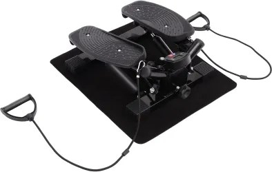 HOMCOM mini stepper Sidestepper fitness domácí trenér včetně cvičebních pásů, černá