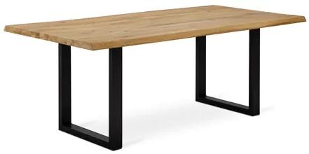 Jídelní stůl 180x90x75 cm, masiv dub, povrchová úprava olejem, kovová podnož 8x4