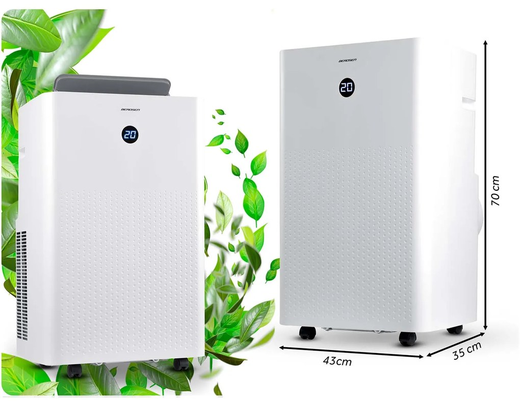 Přenosná klimatizace 14000 BTU s odvlhčovačem a topením WiFi 37l za 24 hodin Berdsen BD-583