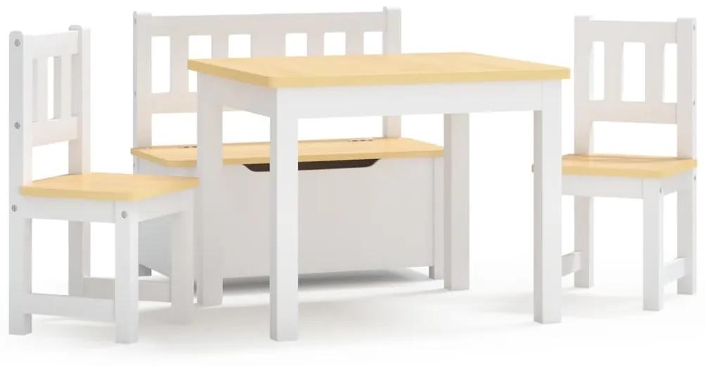 vidaXL 4dílná sada dětského stolu a židlí bílá a béžová MDF